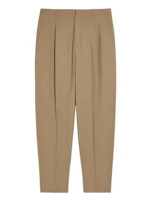 Saint Laurent Belted Wool And Mohair-blend Trousers - Beige