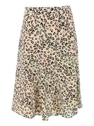 Altuzarra Beige Silk Leopard Print A-line Skirt - Neutrals