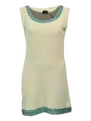 Fendi Yellow Cotton Basket-weave Knit Sleeveless Dress - Neutrals