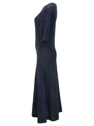 BOSS Navy Eyelet Crew Neck Dress - Blue