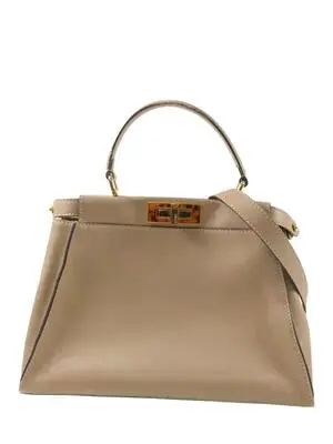 Fendi Peekaboo Leather Shoulder Bag - Neutrals