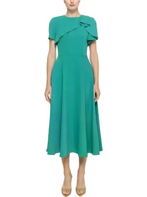 NISSA Ruffled A-line Midi Dress - Green