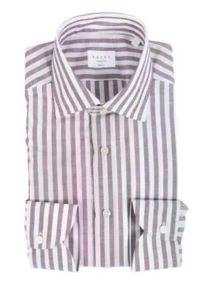 XACUS Striped Travel Shirt - Brown