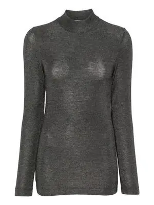 Brunello Cucinelli High-neck Metallic-effect Sweater - Grey