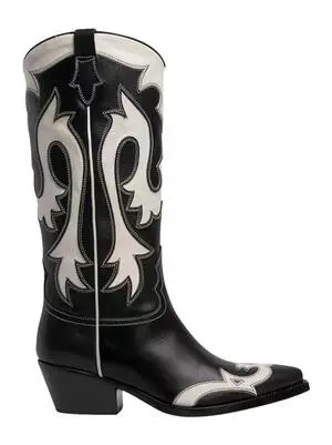 Sartore Contrast-panel Western Boots - Black