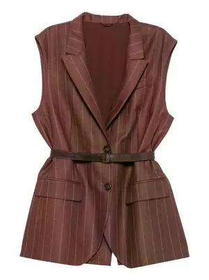 Brunello Cucinelli Sleeveless Leather Vest - Brown