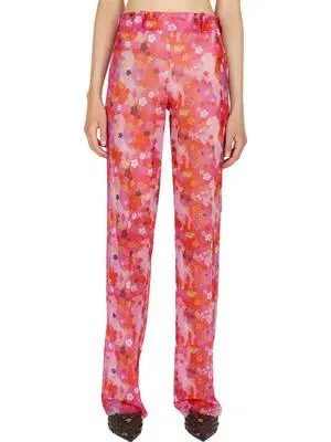 LOUISE LYNGH BJERREGAARD Floral Print High-waisted Trousers - Pink