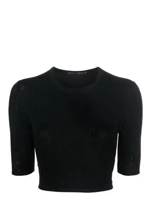 Rabanne Monogram Pattern Crop Top - Black
