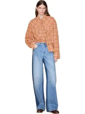 Fabrique Tartan Detachable Bow Tie Lightweight Shirt In Sheer Cotton - Multicolor