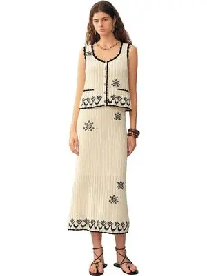Fabrique Rania Hand-crocheted Cotton Yarn Top And Skirt Set - White