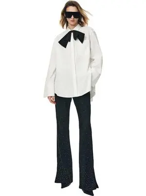 Fabrique Aleksandra Cotton Poplin Shirt With Detachable Bow - White
