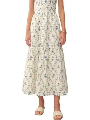 FABRIQUE Fabrique Elara Tailored Floral High Waist Midi Skirt