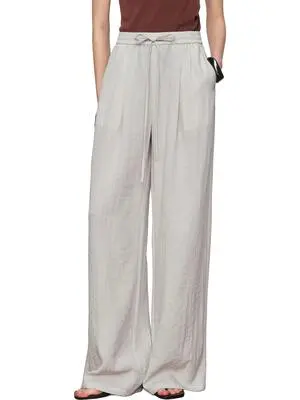 Fabrique Fabrique Eva Ivory Ruched Drawstring Wide Leg Pants Grey