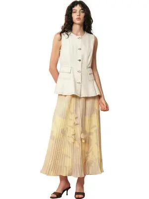 Fabrique Sleeveless Vest Top In Cotton Denim - White