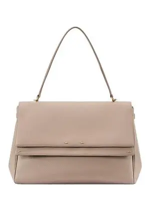 Fabrique Rialto Double Flap Handbag In Pebble-grain Leather - Grey