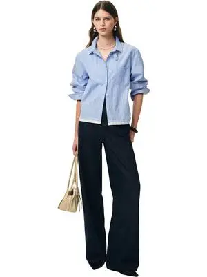 Fabrique Claire Double Collar Striped Shirt - Blue