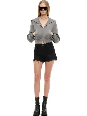 FABRIQUE Fabrique Illusion-S Cropped Hoodie In Silk Knitting