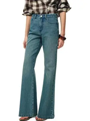 Fabrique Molly Washed Bootcut Jeans In Cotton Denim - Blue