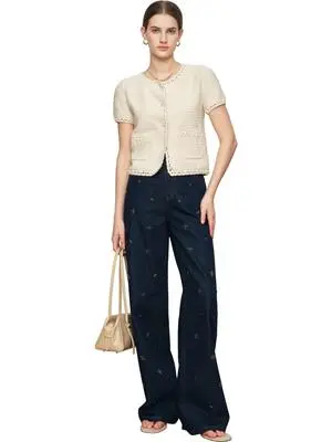 FABRIQUE Fabrique Shay Cropped Cardigan In Textured Cotton Knit