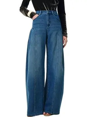 Fabrique Manon Soft Barrel Leg Jeans In Cotton Denim - Blue