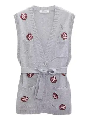 Dorothee Schumacher Sleeveless Cardigan With Floral Embroidery - Grey