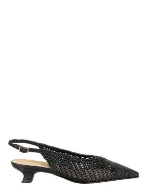 Status Woven Slingback Mules - Black