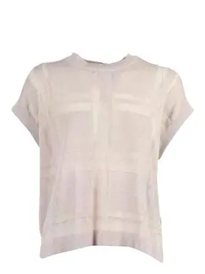Peserico Metallic Thread Check Pattern Top - Neutrals
