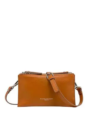 GIANNI CHIARINI Grainy Leather Clutch Bag - Neutrals