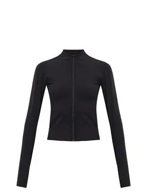 Nike Fitted Training Cropped Jacket With Mock Neck And Thumbholes - Black