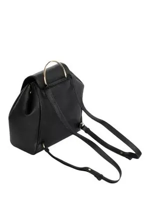 GAELLE PARIS Gaelle Pebbled Texture Drawstring Backpack With Buckle Detail - Black