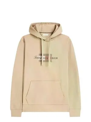 Tommy Hilfiger Logo Print Drawstring Hoodie - Neutrals