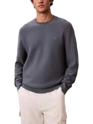 Calvin Klein Waffle-knit Embroidered Logo Sweater - Grey
