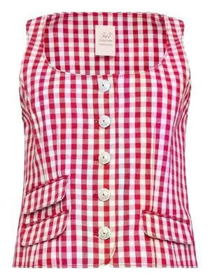 Cinq À Sept Lovina Gingham Top - Red