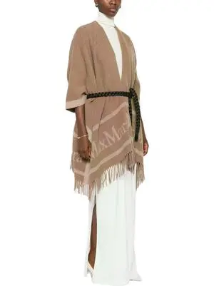 MAX MARA Max Mara Logo Intarsia Fringed Cape