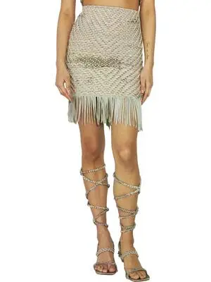ISA BOULDER Interwoven Design Mini Skirt - Grey