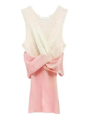 AUGUST BARRON Pointelle-knit Wrap-style Top - Neutrals