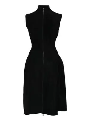 Alaïa Velvet Mock Neck Sleeveless Dress - Black