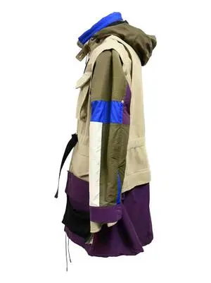 Sacai Color-blocked Melton Jacket - Neutrals