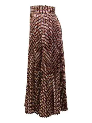 Mulberry Printed Pleated Midi Skirt - Red