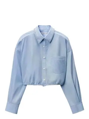 Alexander Wang Embellished Collar Crop Shirt - Blue