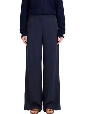 Momoni High-waisted Silk Blend Palazzo Trousers - Blue