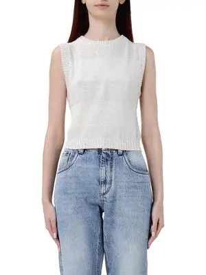 Brunello Cucinelli Sleeveless Knit Top With Embellishments - Beige