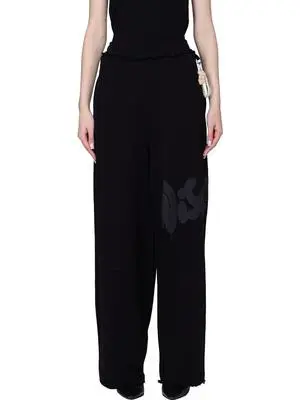 DISCLAIMER High-waisted Wide-leg Cotton Jogging Trousers With Logo Detail - Black