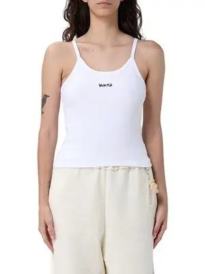 DISCLAIMER Ribbed Spaghetti Strap Tank Top - White