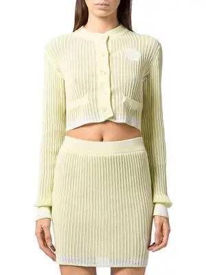 Philipp Plein Textured Cropped Cardigan - Yellow