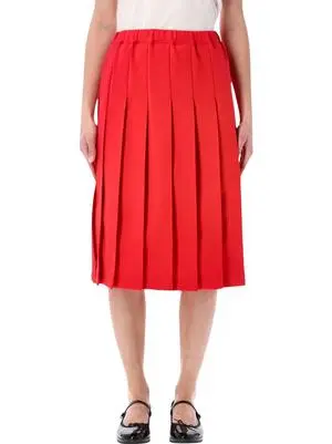Comme Des Garçons Pleated Midi Skirt - Red