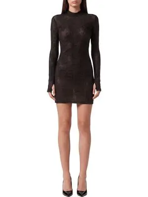 Philipp Plein Embellished Sheer Long Sleeve Mini Dress - Black