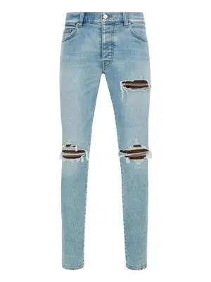 Amiri Croc Leather Mx1 Jean - Blue