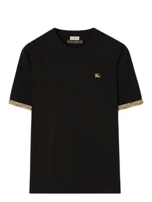 Burberry Ryan" Check Trim T-shirt - Black