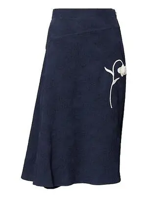 Erdem Floral-jacquard Midi Skirt - Midnight Blue